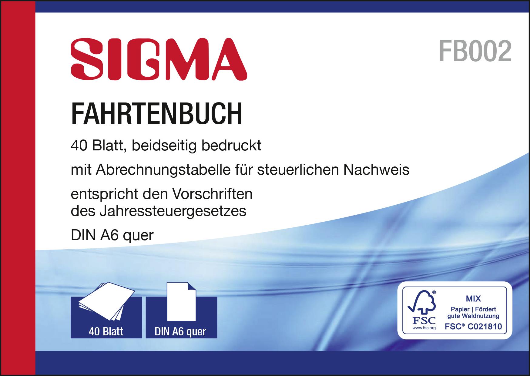 SIGMA FB002 logboek, 40 vellen, A6 liggend, 5 stuks | Makro