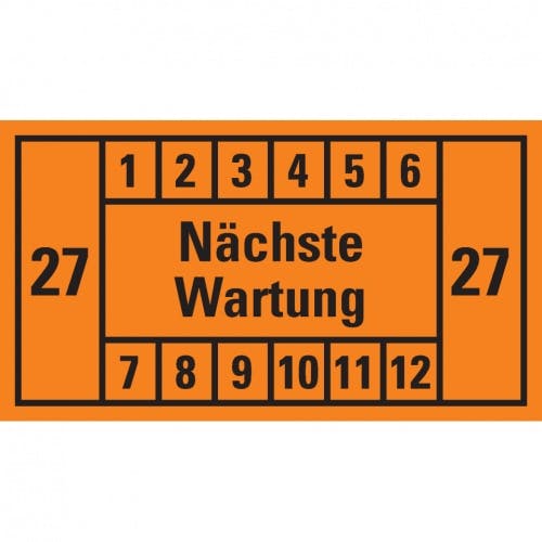 Dreifke® Prüfplakette Nächste Wartung 27, orange, Dokumentenfolie, 45x25mm, 12 St/Bogen | METRO