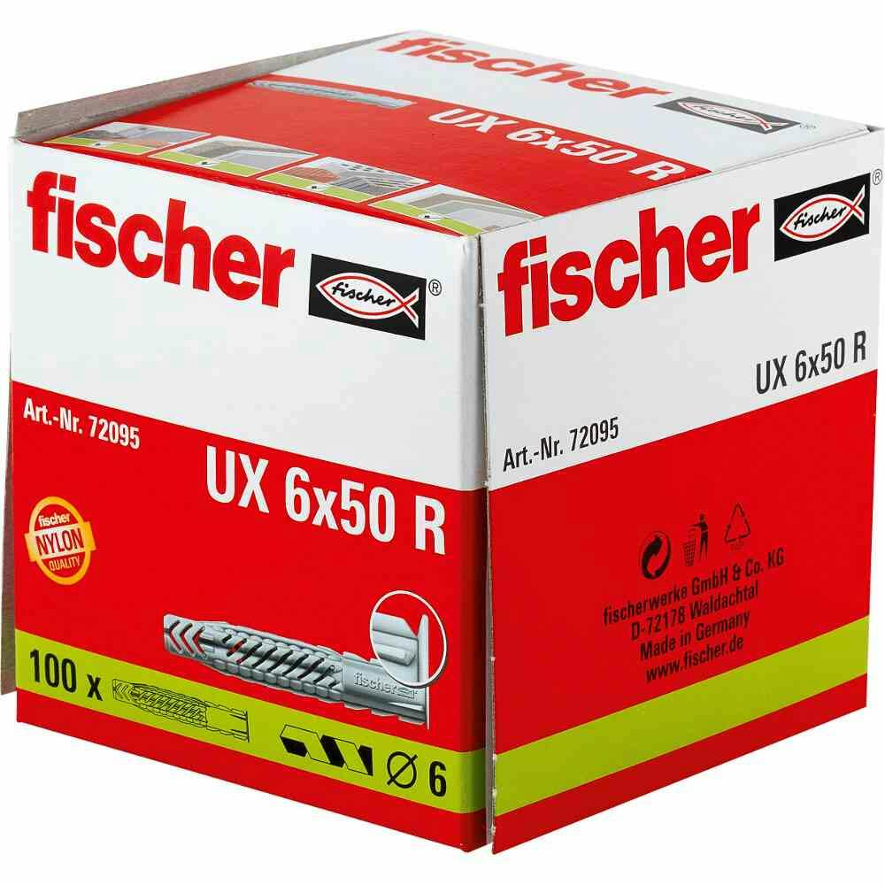 FISCHER UX 6 x 50 LR UX 6 x 50 R Nylon universeel anker lang met rand ...